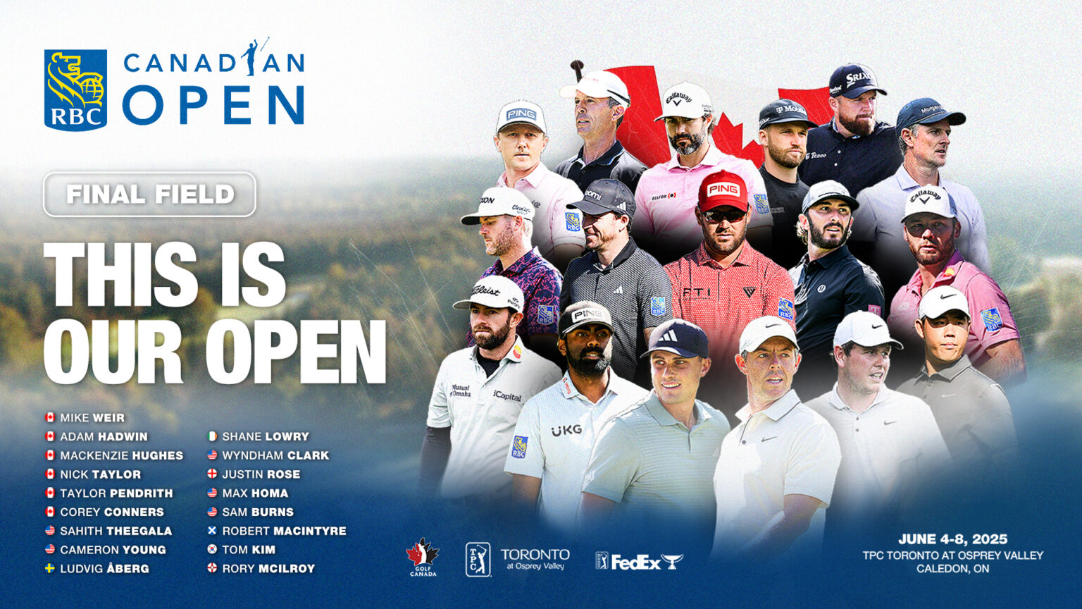 Final Field released for the 2025 RBC Canadian Open - Golf Canada